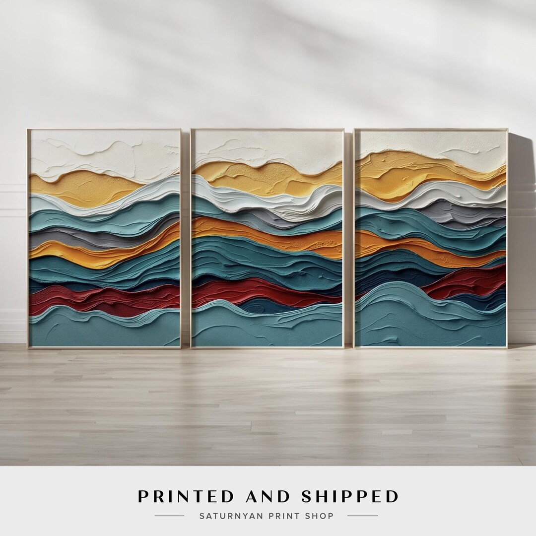 Colorful Multi-layered Abstract Art | Abstract 3-piece Wall Art With ...
