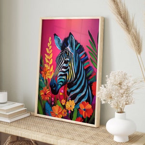 Colorful Zebra Painting , Safari Nature Decor, Wild Animal Art ...