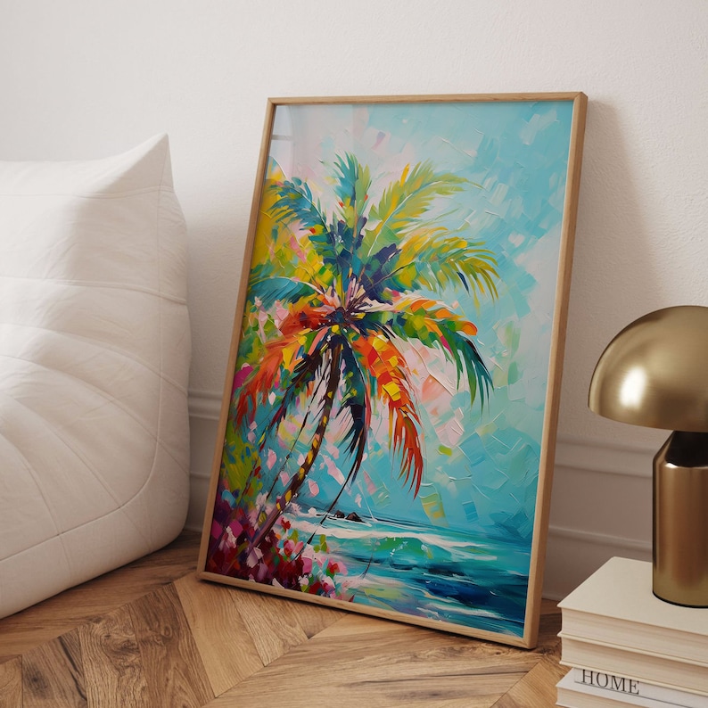 Palm Tree Painting, Palm Wall Art, Palm Tree Beach Home Decor, Palm Tree Wall Art, Coastal Decor ...