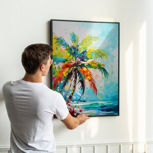 Palm Tree Painting, Palm Wall Art, Palm Tree Beach Home Decor, Palm Tree Wall Art, Coastal Decor ...