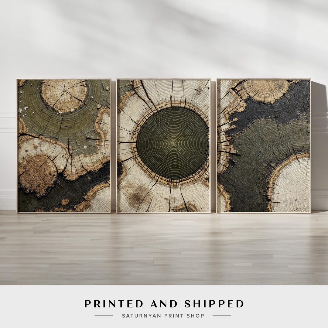 Natural Wood Grain Tree Rings Wall Art, Rustic Wall Decor for Organic ...