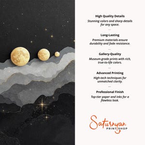 Modern Moon Phase Wall Art - Set of 3 Celestial Featuring Black-gold ...