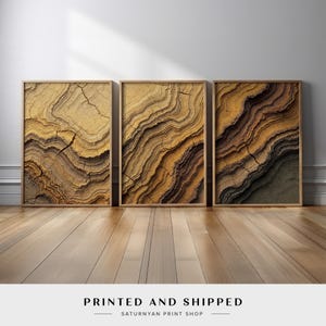 Rustic Geological Wall Art Set of 3 | eroded Earth Canvas Prints in ...