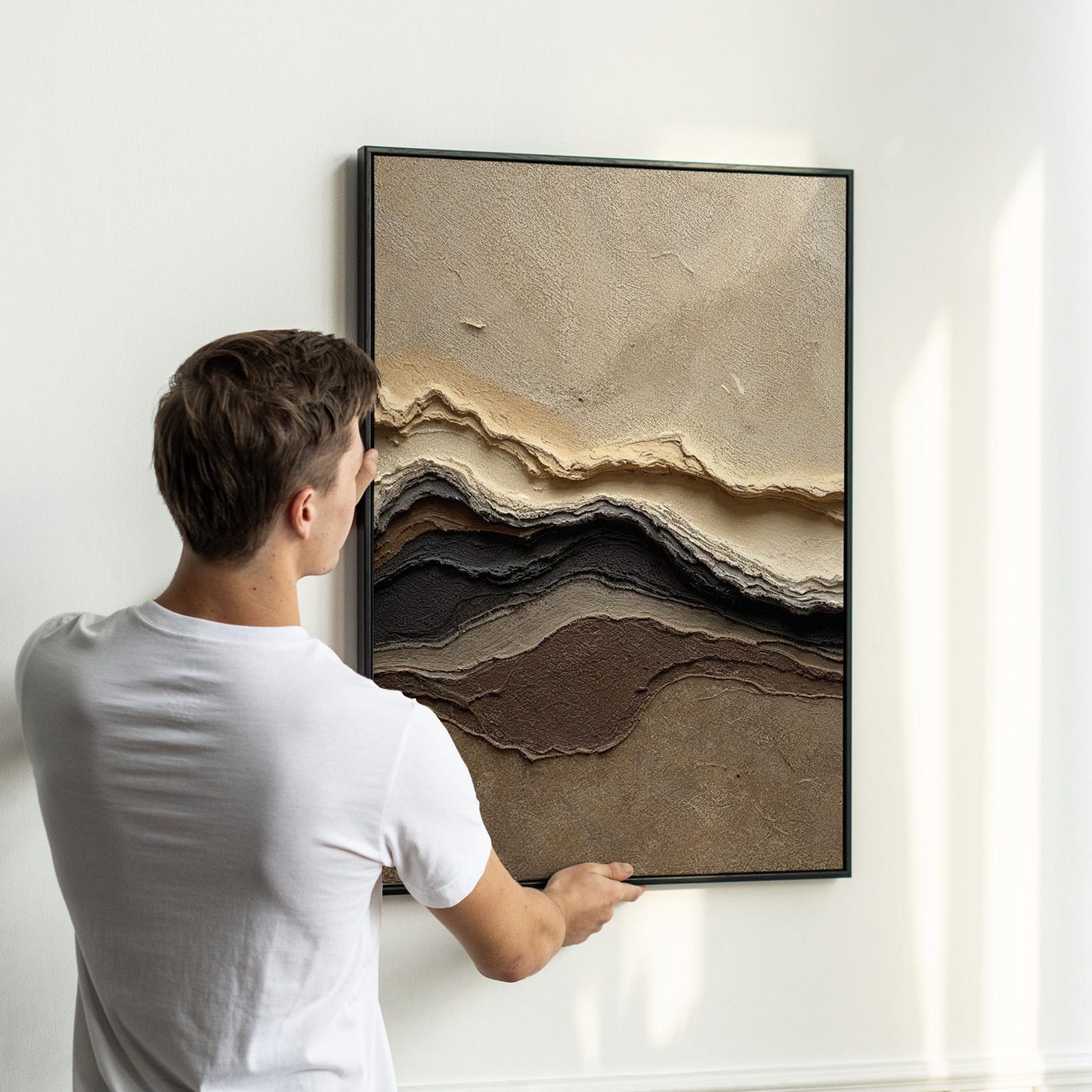 Sediment-inspired Earth Wall Art | 3 Piece Canvas Prints in Tan, Cream ...
