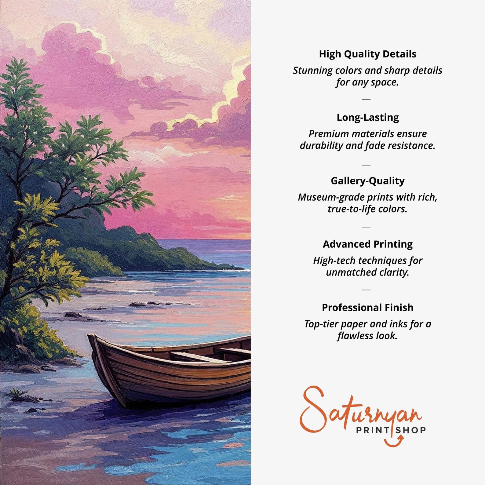 Sunset Ocean Canvas Triptych | Crashing Waves, Tranquil Boat, and ...