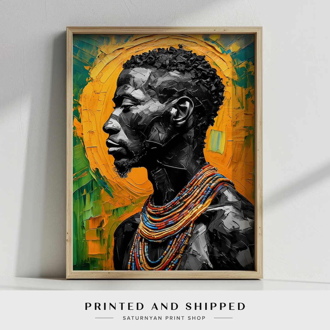 Black Men Art, Tribal African Men Painting, Black Men Wall Decor ...