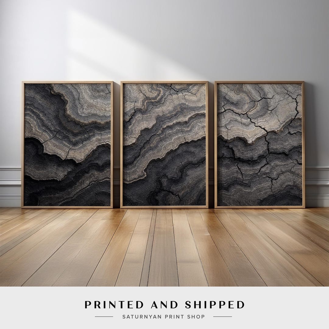 Modern Sedimentary Rock Abstract Wall Art Set | Sandstone Earthy Tone ...