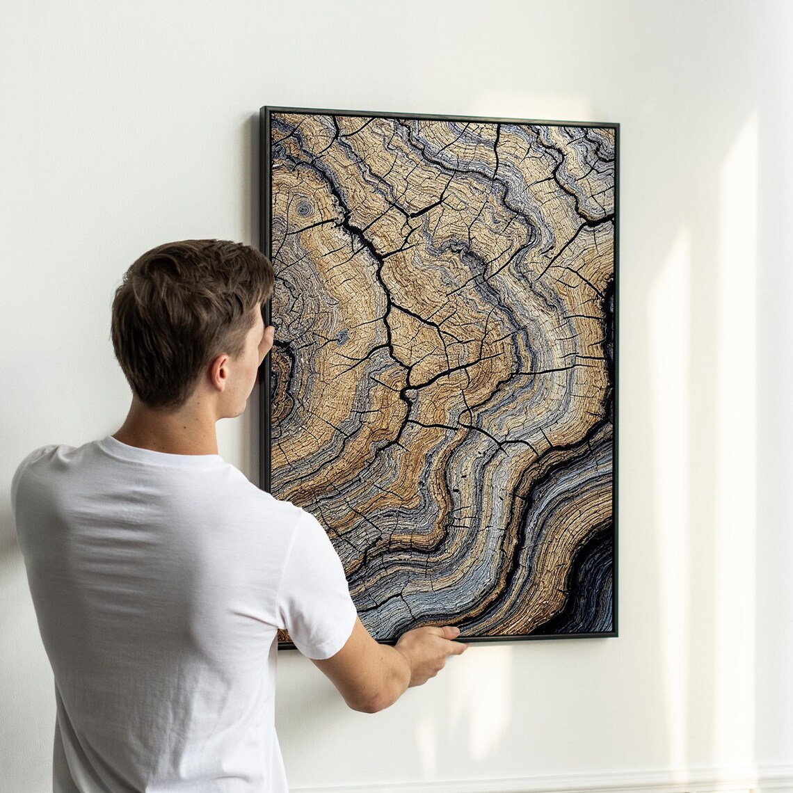 Geological Abstract Wall Art Set of 3 | Cracked Earth Pattern Triptych ...