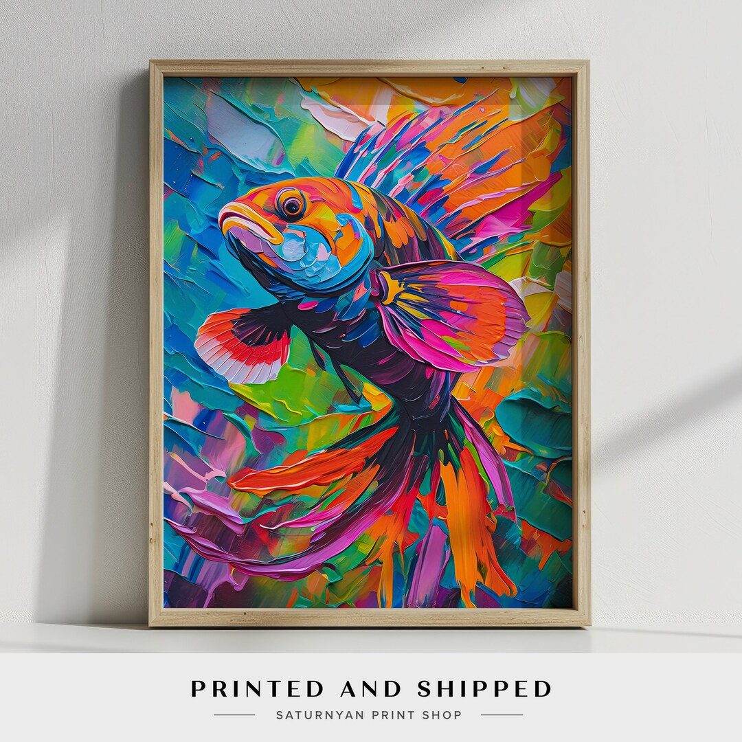 Vibrant Fish Wall Art, Fish Art Print, Colorful Fish Painting, Abstract ...