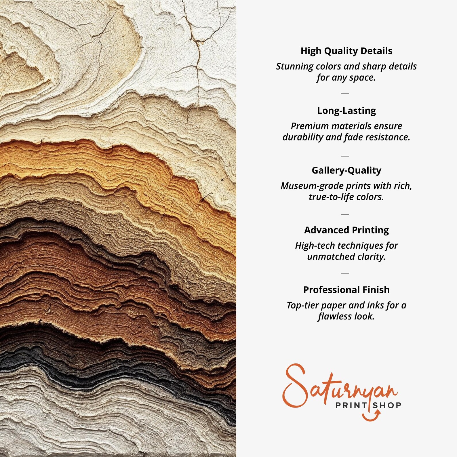 Earth Tone Layered Abstract Wall Art Set of 3 | Sediment Pattern ...