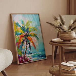 Palm Tree Painting, Palm Wall Art, Palm Tree Beach Home Decor, Palm Tree Wall Art, Coastal Decor ...