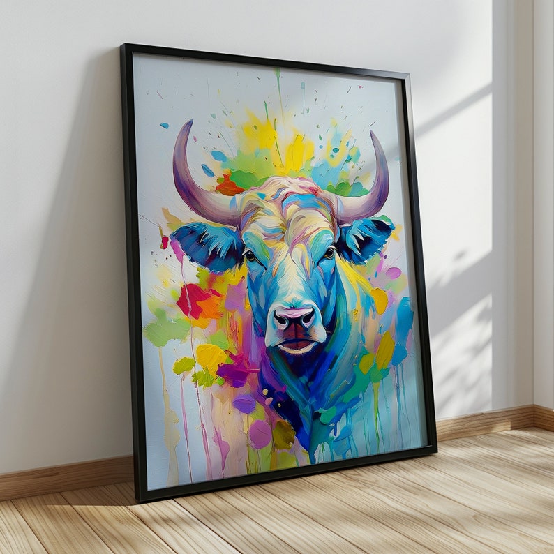 Bull Painting, Farmhouse Art, Animal Wall Decor, Rustic Decor, Majestic ...