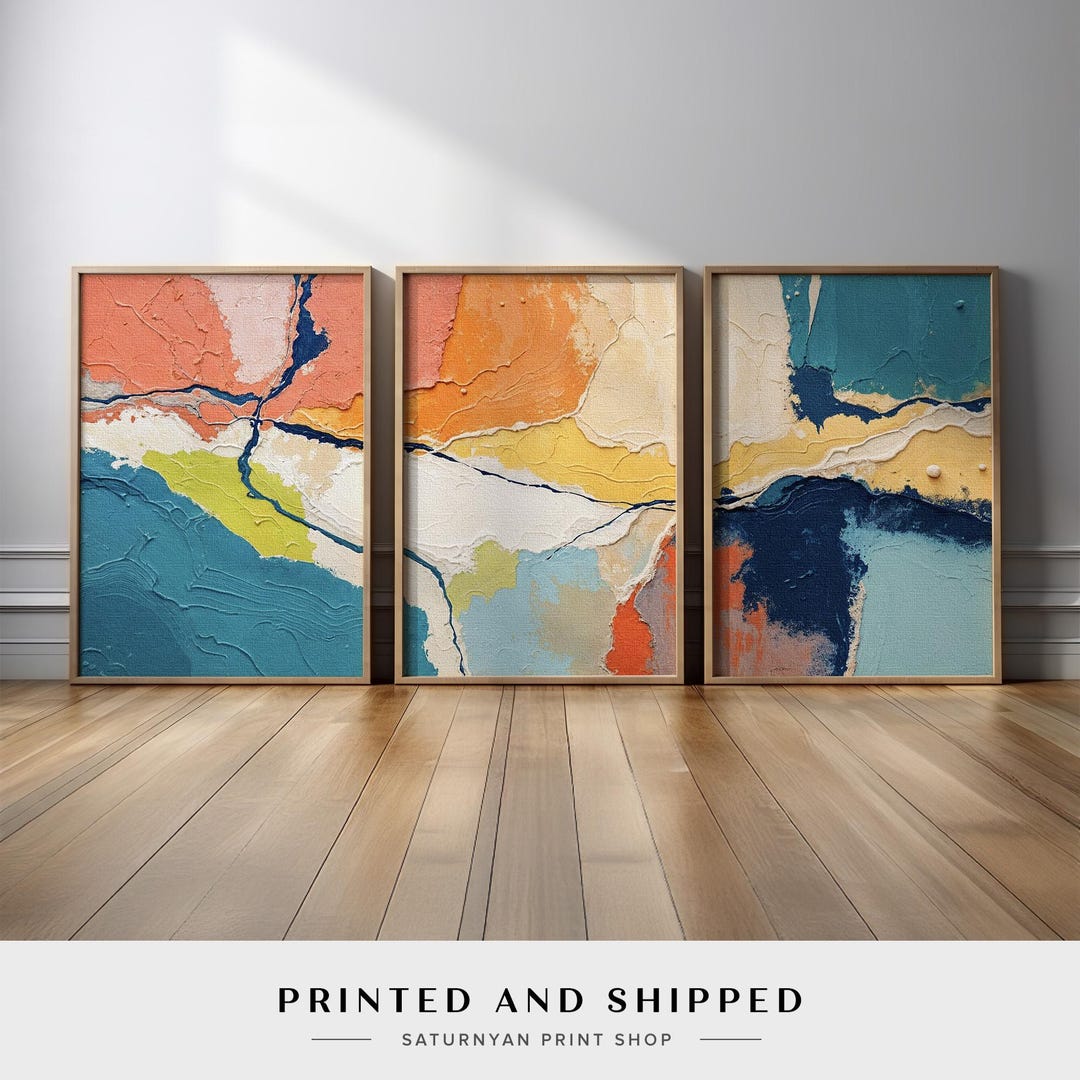 Contemporary Abstract Wall Art Triptych | Vibrant Colorful Canvas ...