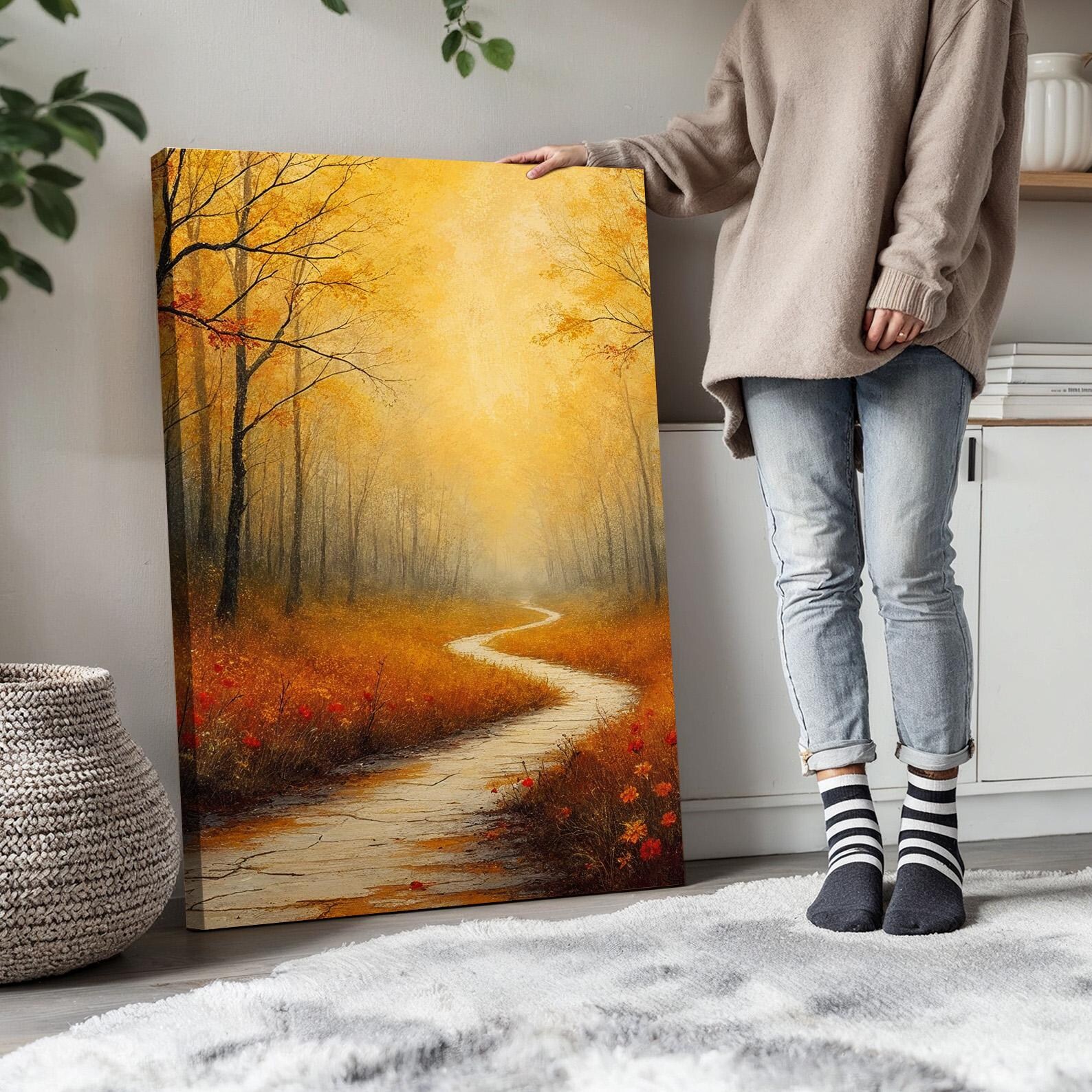 Autumn Forest Path Wall Art Set of 3 | Fall Landscape Canvas Prints ...