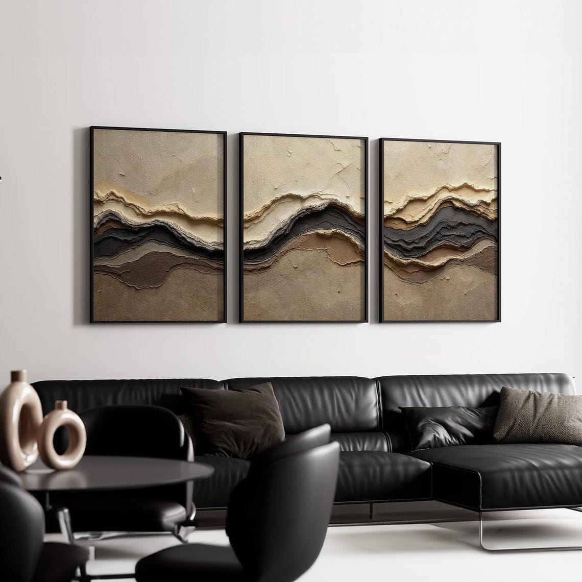 Sediment-inspired Earth Wall Art | 3 Piece Canvas Prints in Tan, Cream ...