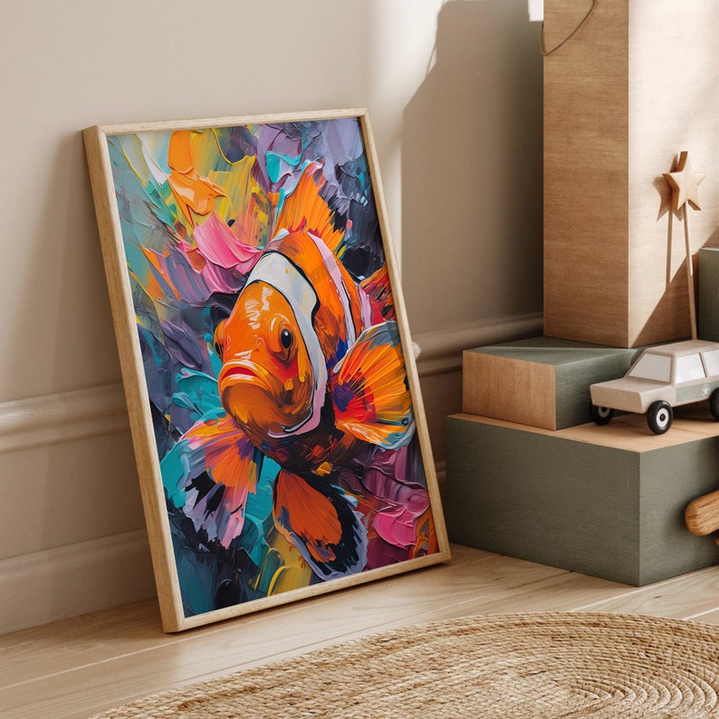 Clown Fish Art, Original Clown Fish Painting, Ocean Wall Decor, Marine ...