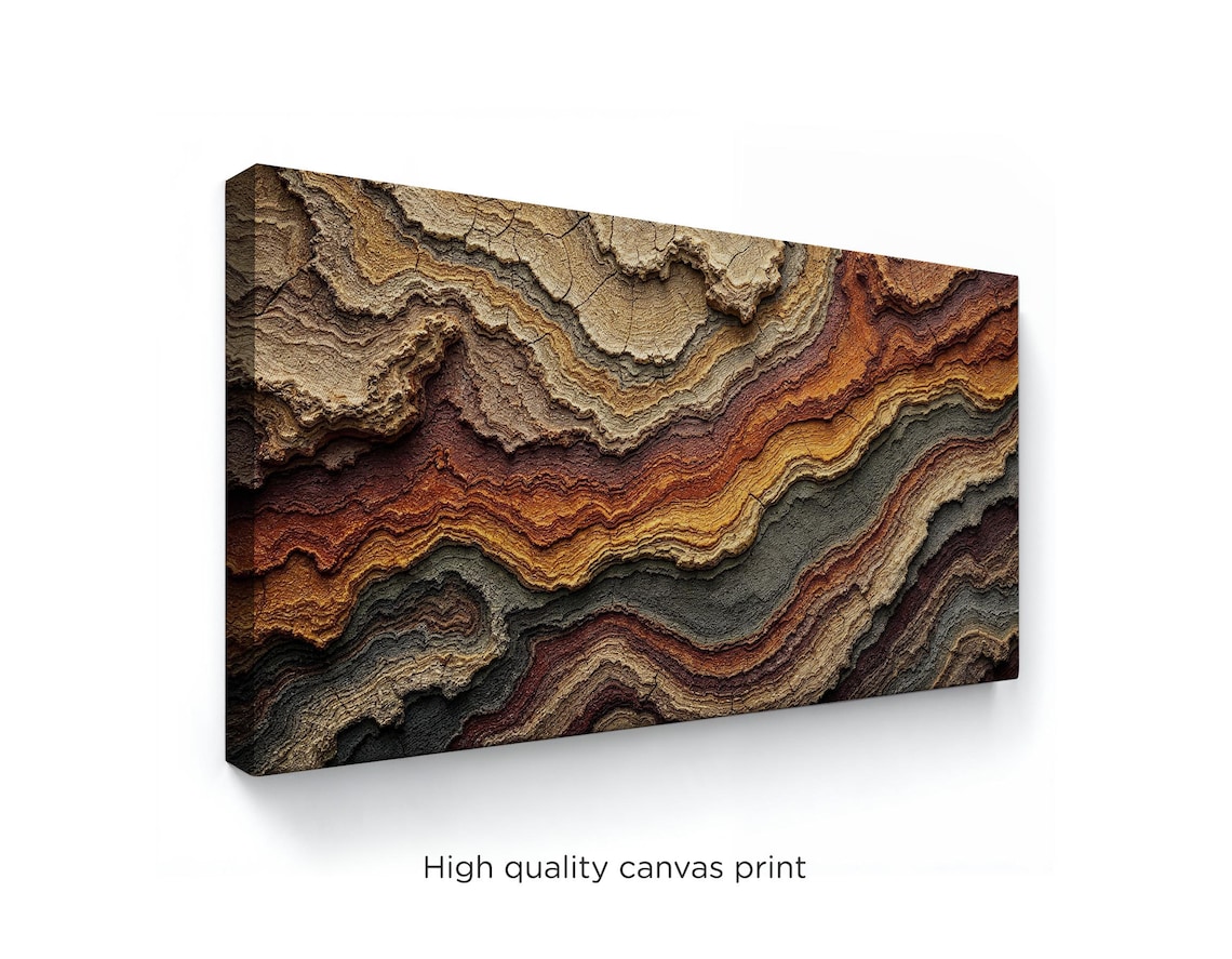 Abstract Rock Formation Wall Art - Earthy Layered Design Canvas Print ...