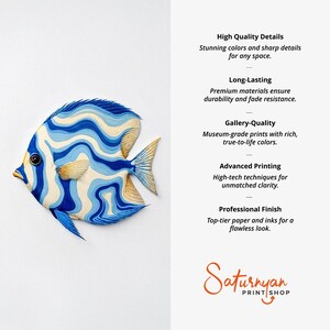 3-piece Fish Wall Art - Modern Coastal Blue and White Fish Prints Set ...