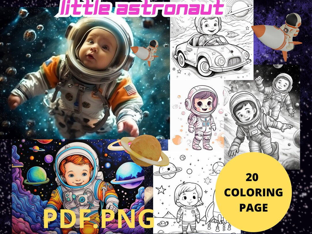 20 Little Astronaut Coloring Pages Book, Kids, Instant Download ...