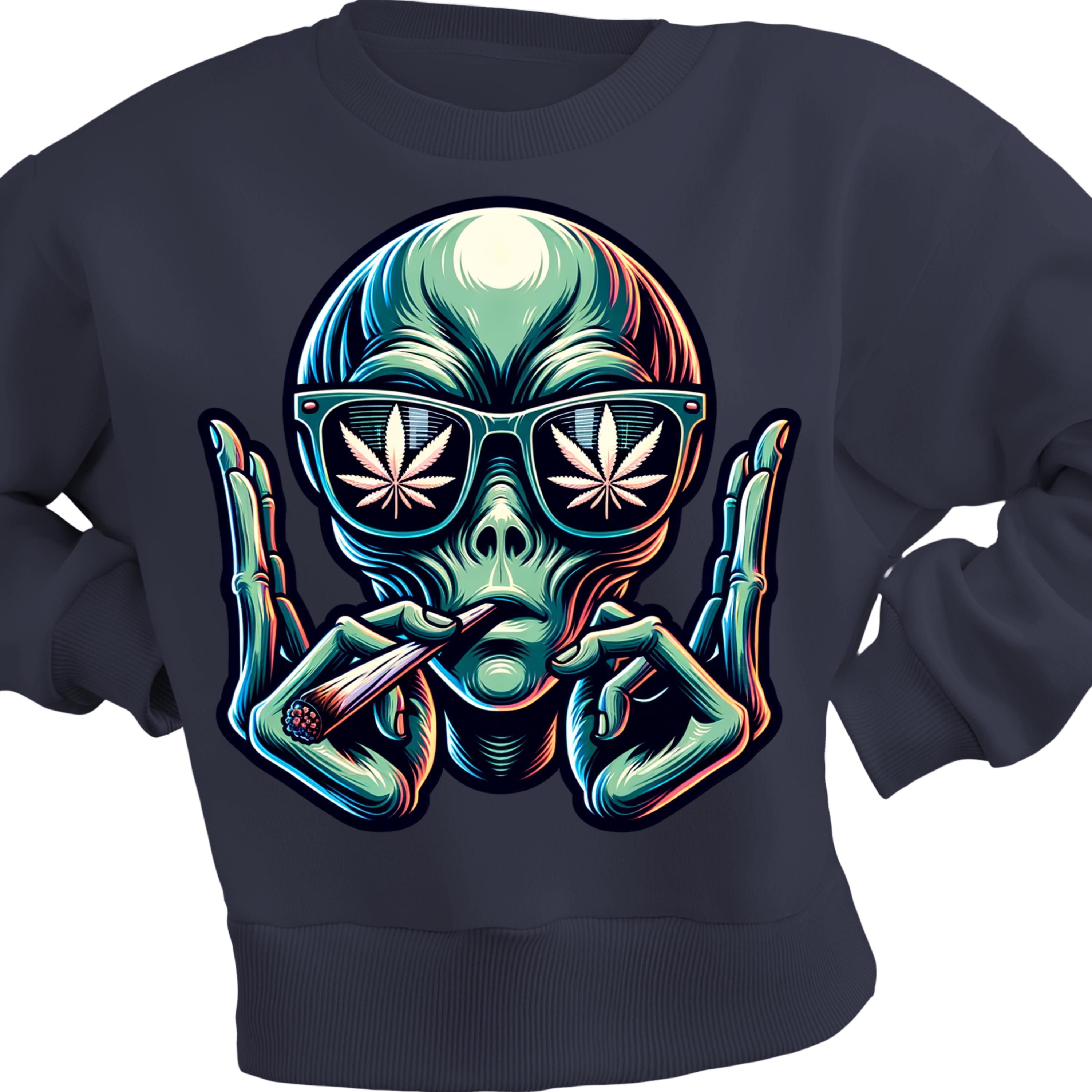 Alien Smoking Weed Svg PNG Weed Pot Leaf Ufo,sublimationdesign,cannabis ...
