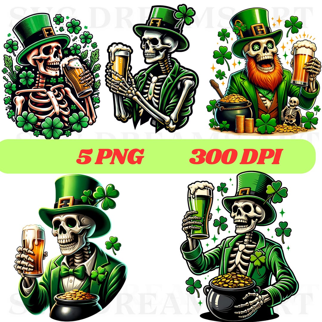 5 PNG File Cheers to Eternity Irish Skeleton Png|st. Patrick’s Day ...