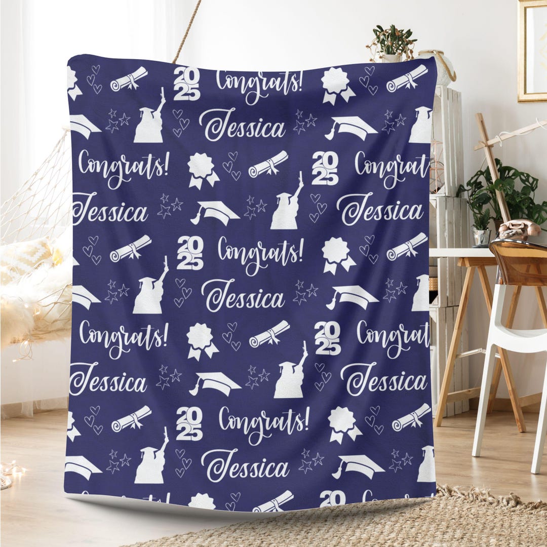 Custom Graduation Throw Blanket With Name, Personalized Senior Gift for ...