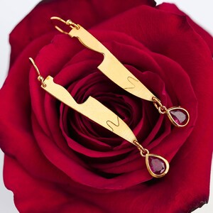 24k Gold Fill Bloody Dagger Earrings · Witchy Halloween Gift · Spooky ...