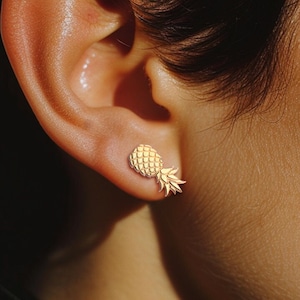 24k Gold Filled Upside Down Pineapple Earrings · Cute Fruit Earrings • Gift for Her • Summer ...