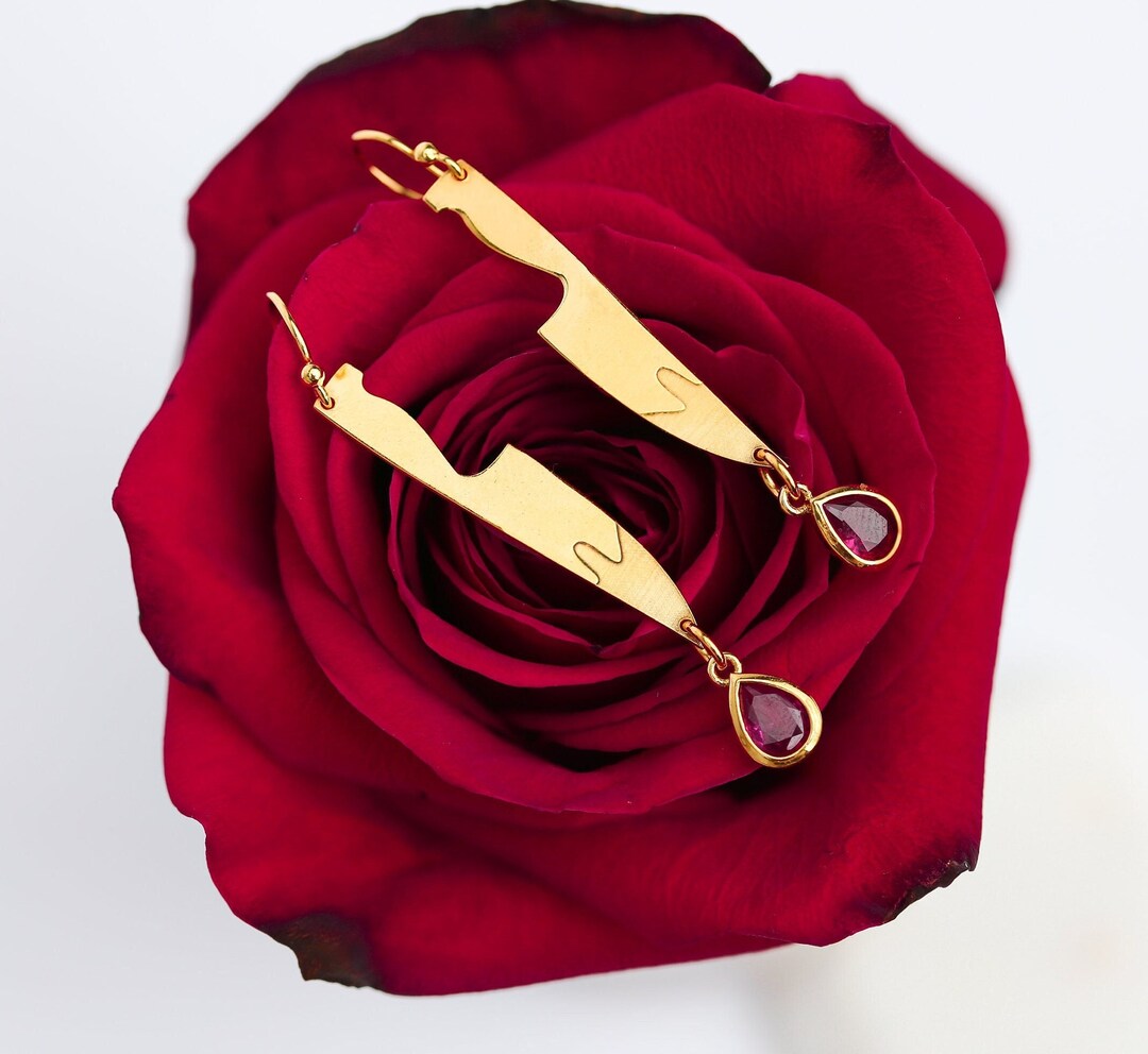 24k Gold Fill Bloody Dagger Earrings · Witchy Halloween Gift · Spooky ...