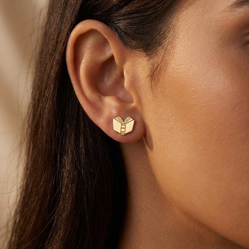 24k Gold Filled Open Book Earrings - Etsy