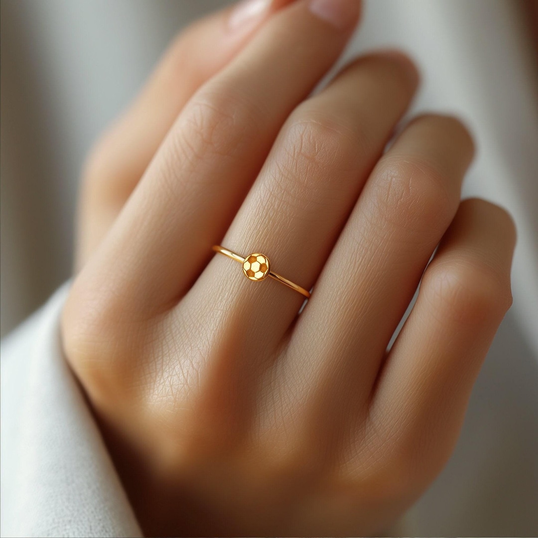 24k Gold Fill Dainty Soccer Ring · Game Day Sports Ring · Minimalist ...