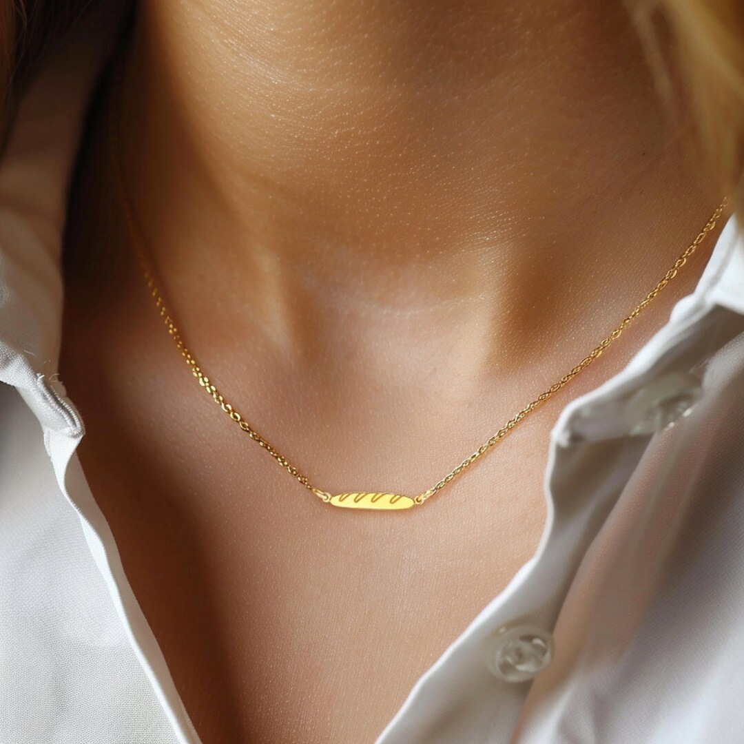 24k Gold Filled French Baguette Necklace · Loaf O’ Bread Pendant ...