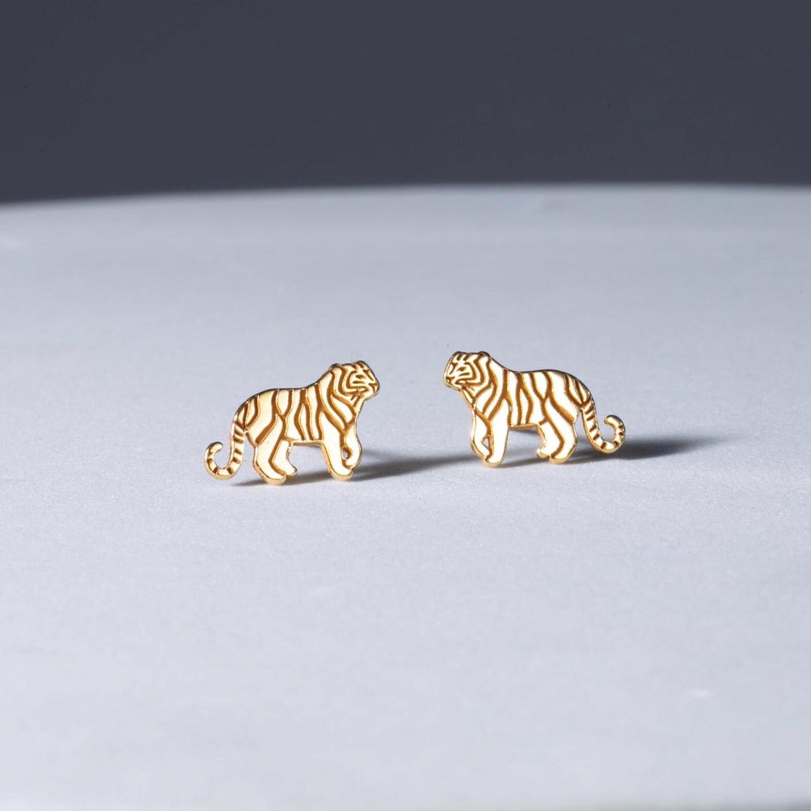 24k Gold Filled Tiger Necklace • Dainty Wildcat Jewelry • Zoo Animal ...