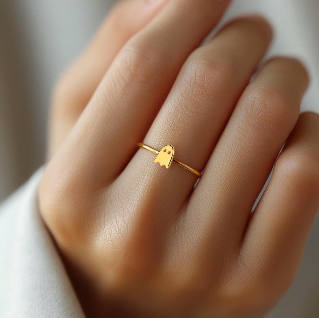 24k Gold Filled Ghost Ring: Fall Halloween Jewelry - Etsy