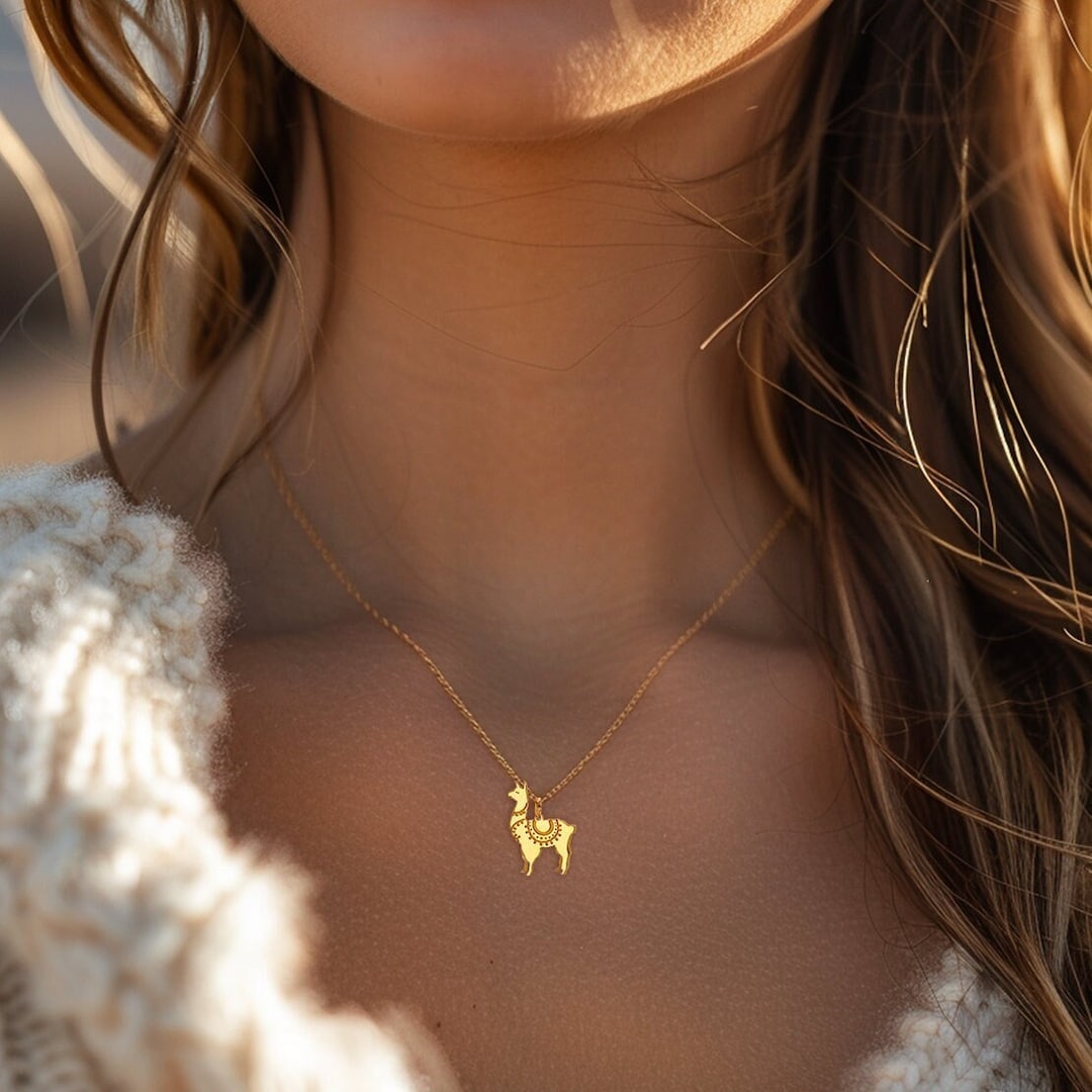 24k Gold Filled Llama Necklace Alpaca Pendant Gift for Her Cute Animal ...