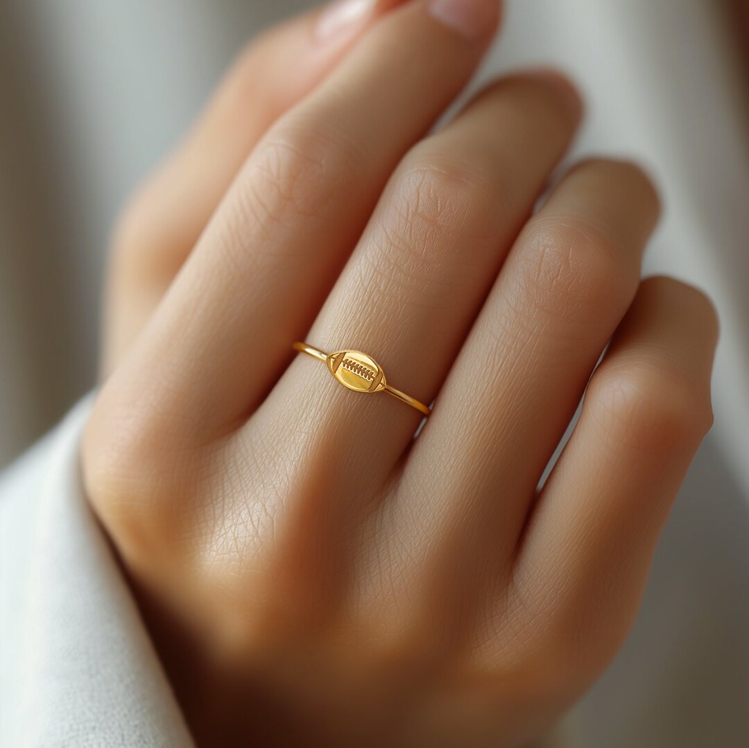 24k Gold Fill Dainty Football Ring Game Day Sports Ring Minimalist ...