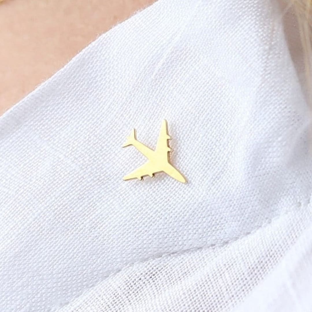 925 Silver Custom Airplane Lapel Pin Flight Attendant / Pilot Gift for ...
