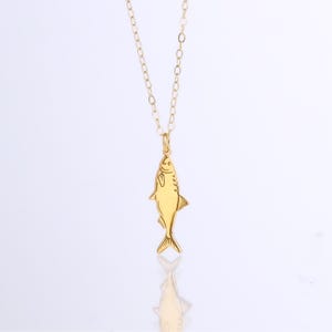 24k Gold Fill Dangly Fish Necklace · Sardine Necklace · Fishing Gift ...