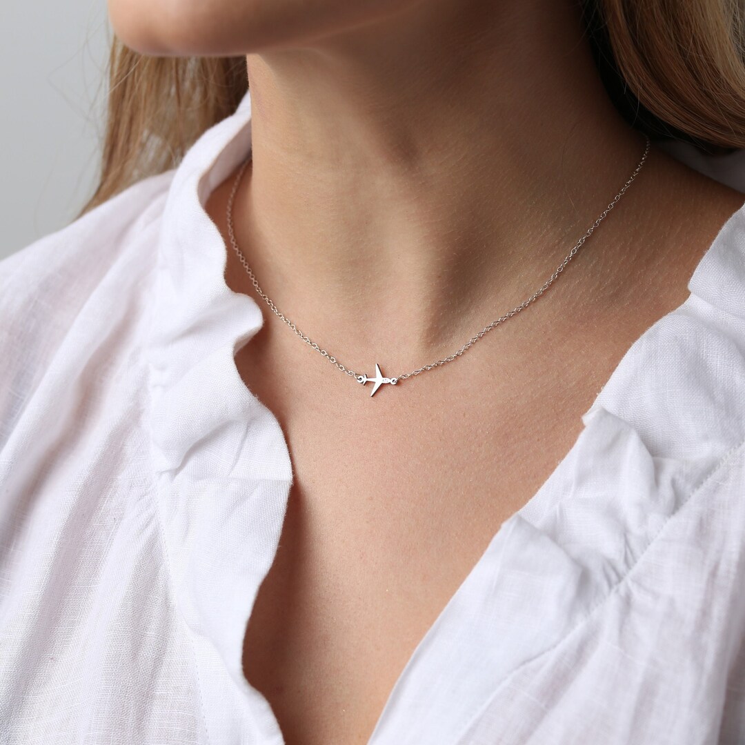 Custom Airplane Necklace: Engraved 14k Gold Fill Travel Jewelry - Etsy