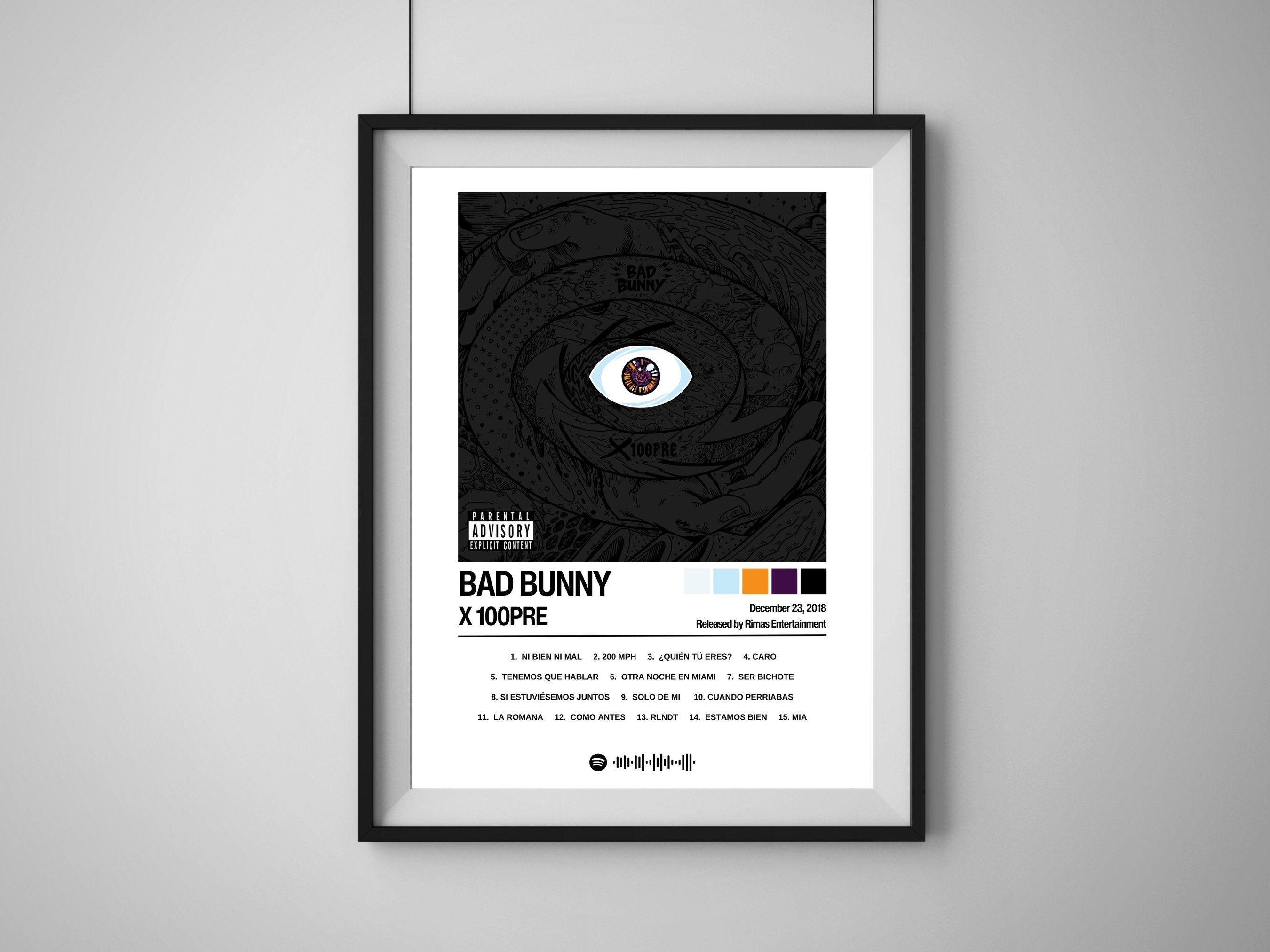 Bad Bunny Poster X 100PRE Poster Album Art Album Cover Posters Spotify ...