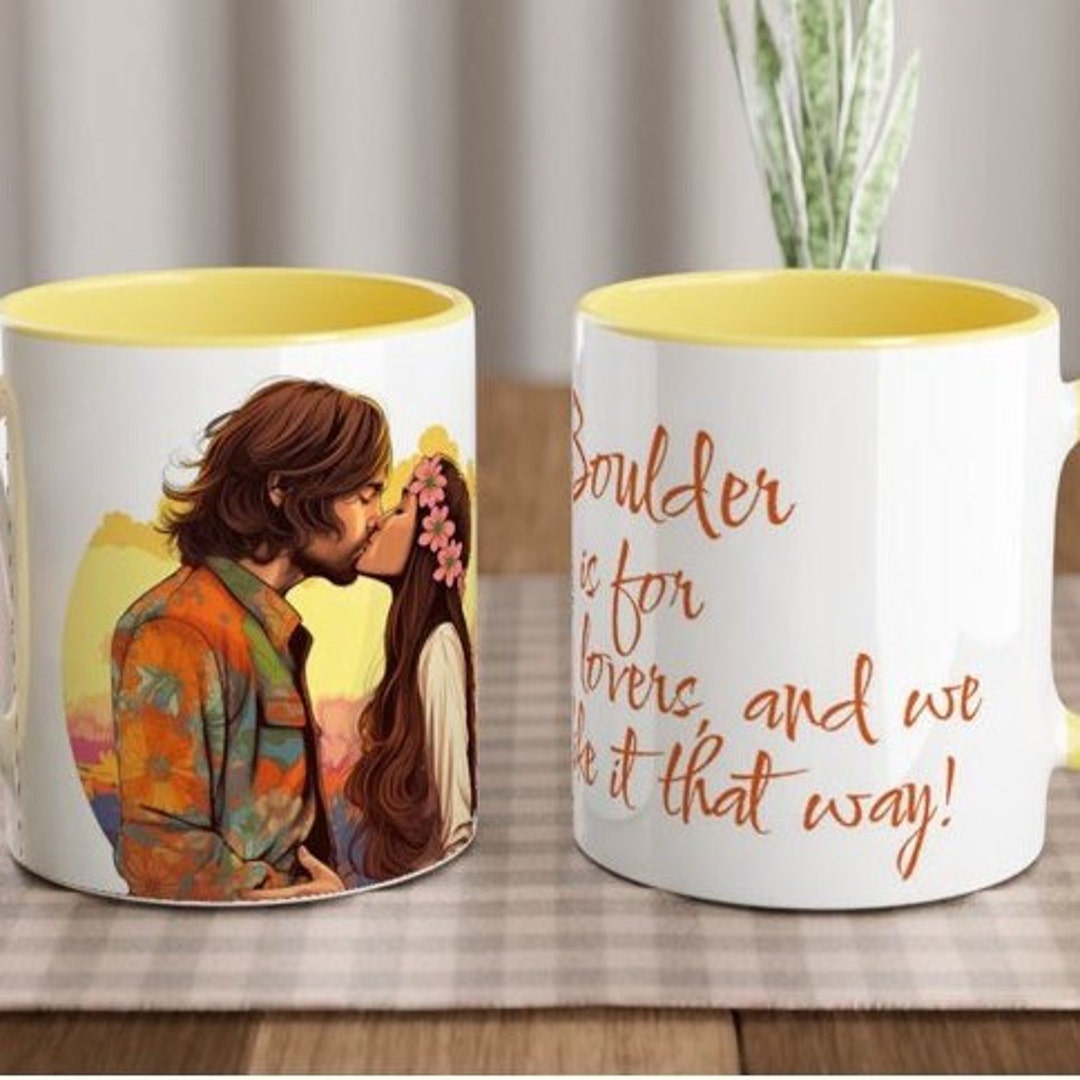 BOULDER MUG, Boulder is for Lovers, Hippie Mug, Love, Peace, Colorado ...