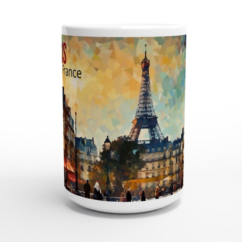 PARISIAN ELEGANCE White 15oz Ceramic Mug, Paris, France, Coffee, Tea ...
