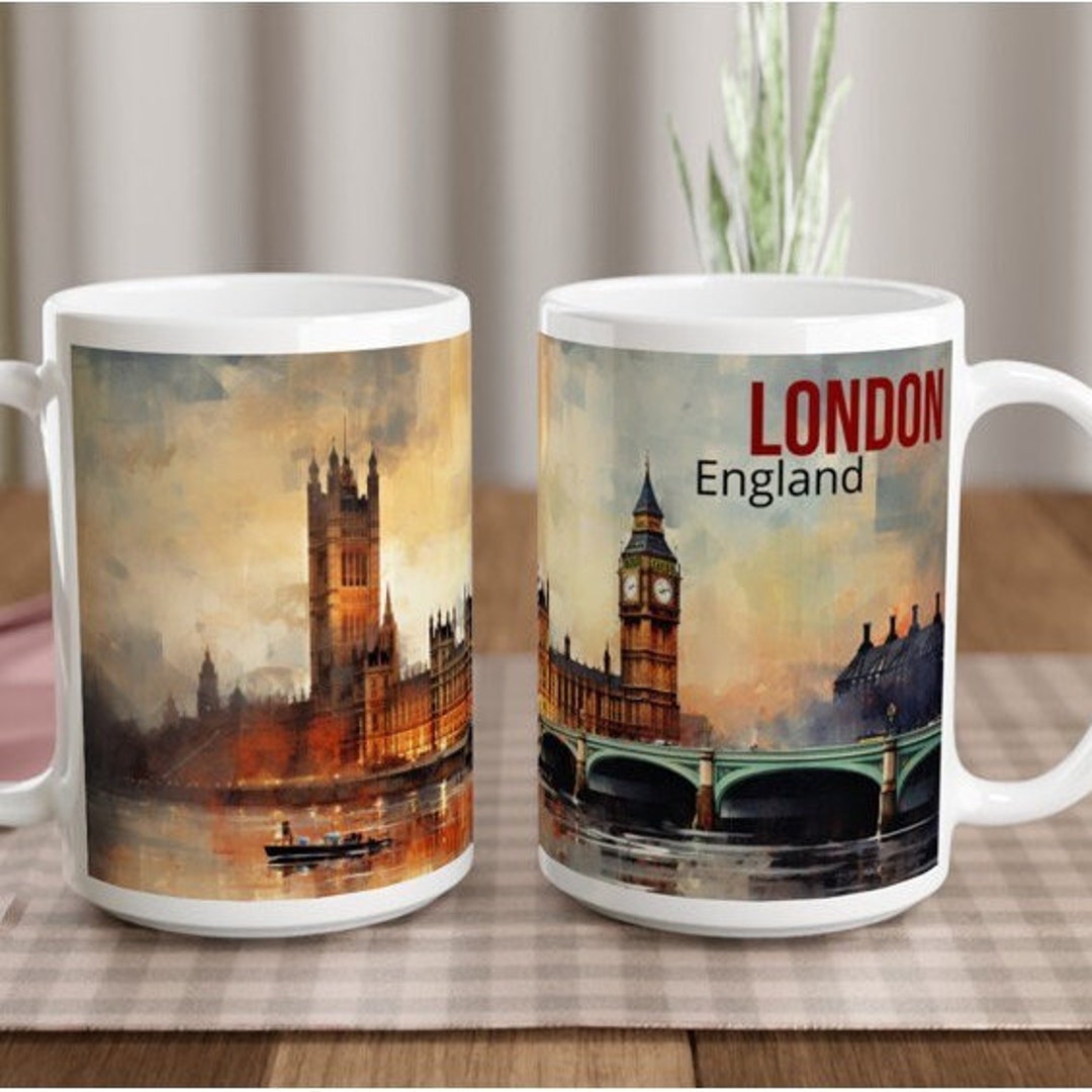 Elegant Big Ben Watercolor Mug, White 15oz Ceramic Mug, London, Travel ...