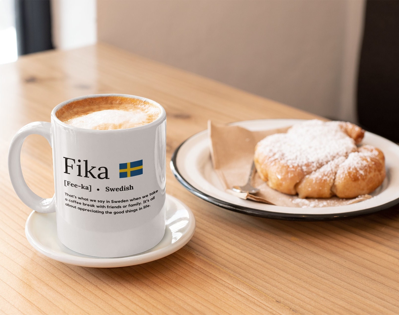 Fika Definition Mug Swedish Mug With Swedish Flag Unique Swedish Gifts ...