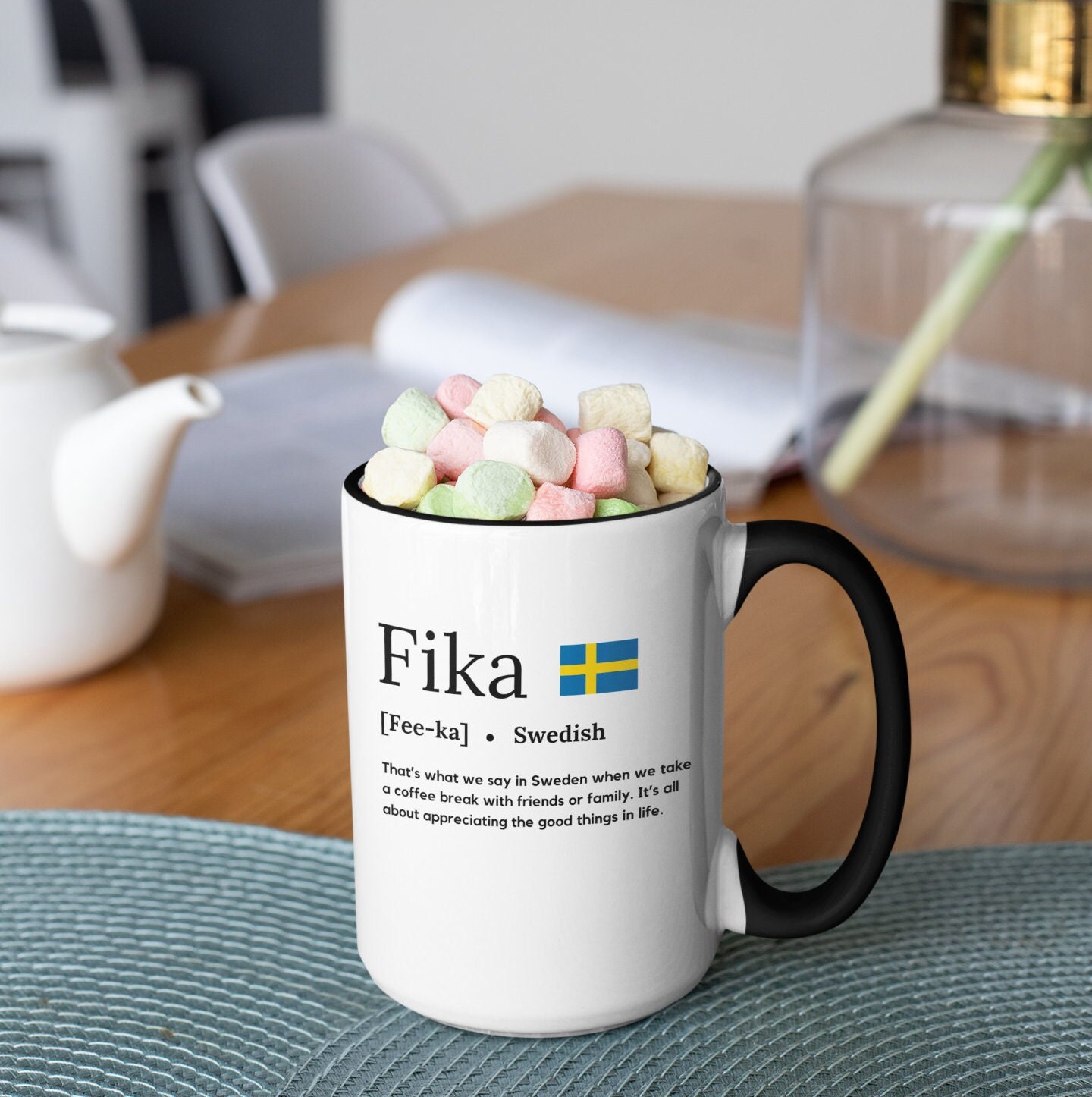Fika Definition Mug Swedish Mug With Swedish Flag Unique Swedish Gifts ...