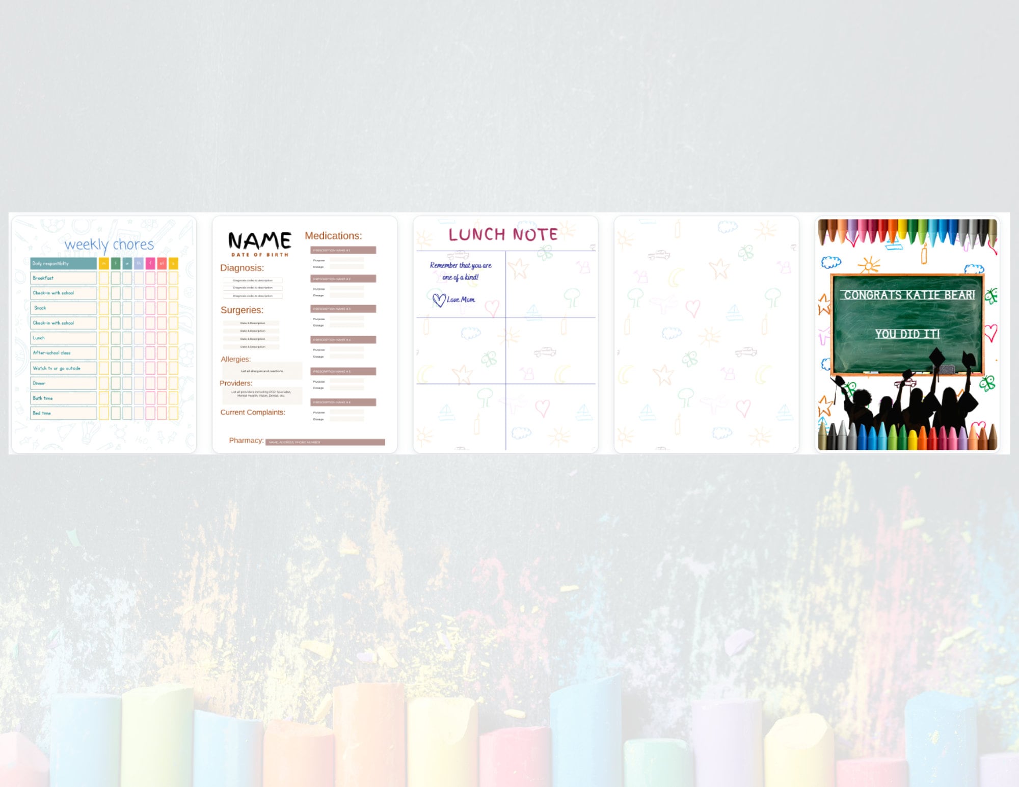 School Year Calendar Crayon Color, Planner for Stay at Home, Start-up ...