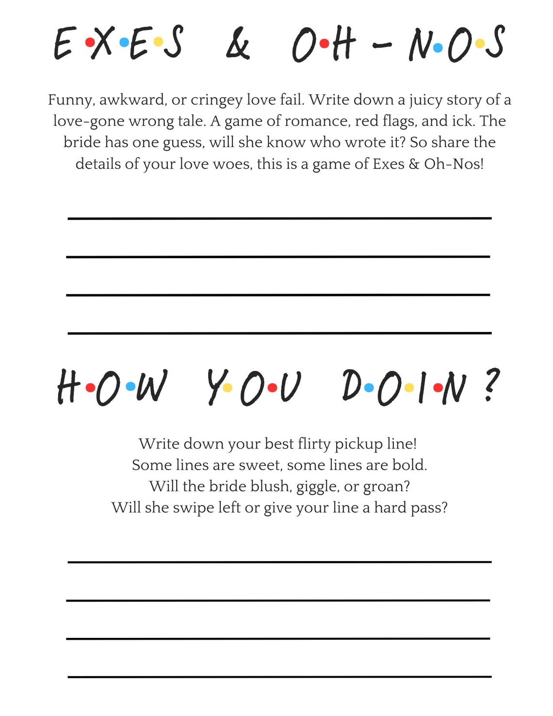 Bridal Shower I Friends Theme I How You Doin? I Canva Printable 5x7 ...