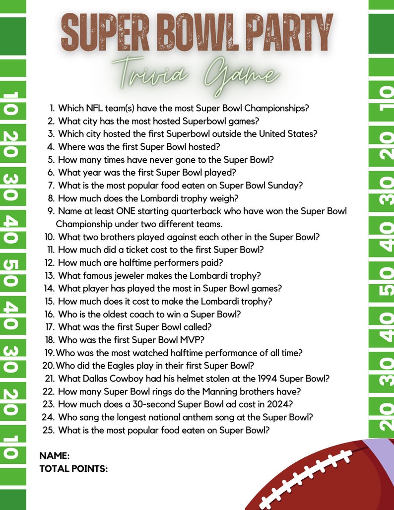 Super Bowl Trivia Game, Football Trivia, Trivia Game Sports, Download ...