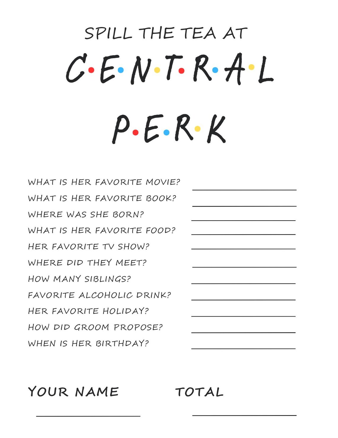 Bridal Shower I Friends Theme I How You Doin? I Canva Printable 5x7 ...