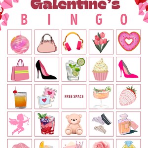 Galentine's Bingo Card, Bingo Card Markers, Valentine's Day Game, Adult ...